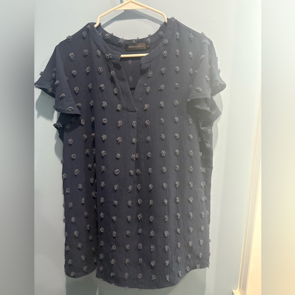 Merokeety | Tops | Merokeety Navy Blue Textured Womens Top | Poshmark